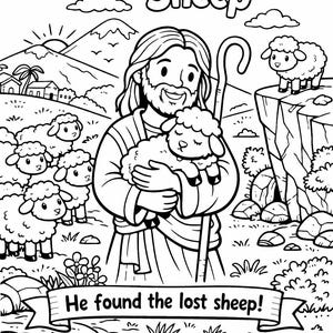 Jesus and the Lost Sheep Coloring Page for Kids | Bible Story Printable ...