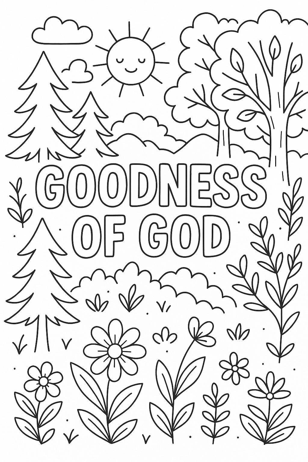 Goodness of God Coloring Page for Kids – Christian Forest Theme Bible ...