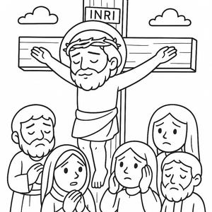 Good Friday Coloring Page: Jesus on Cross, Sunday School Activity (PDF ...