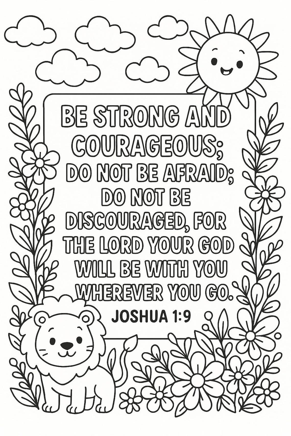 Joshua 1:9 Bible Verse Coloring Page for Kids – Be Strong and ...