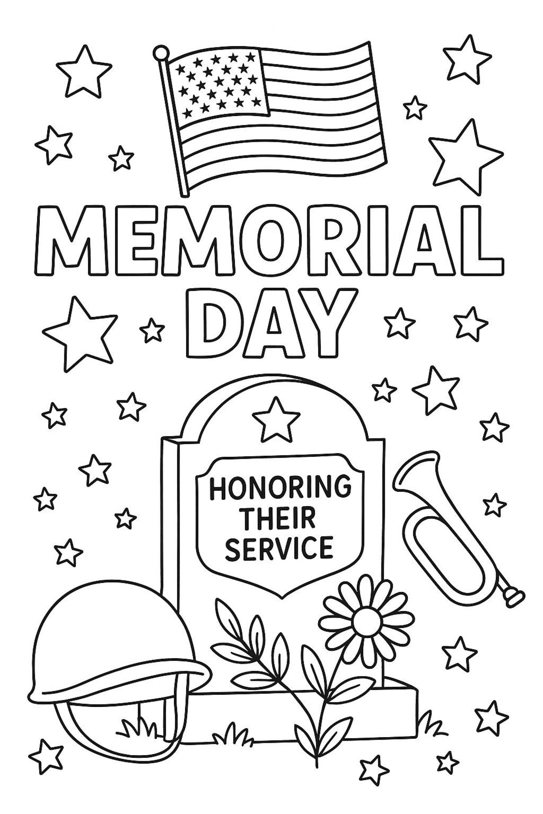 Memorial Day Coloring Page for Kids | Patriotic Printable Activity ...