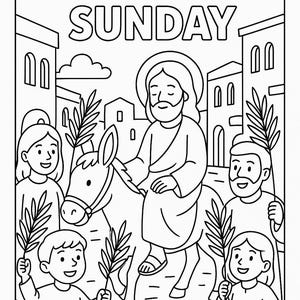 Palm Sunday Coloring Page – Jesus Enters Jerusalem Christian Easter ...