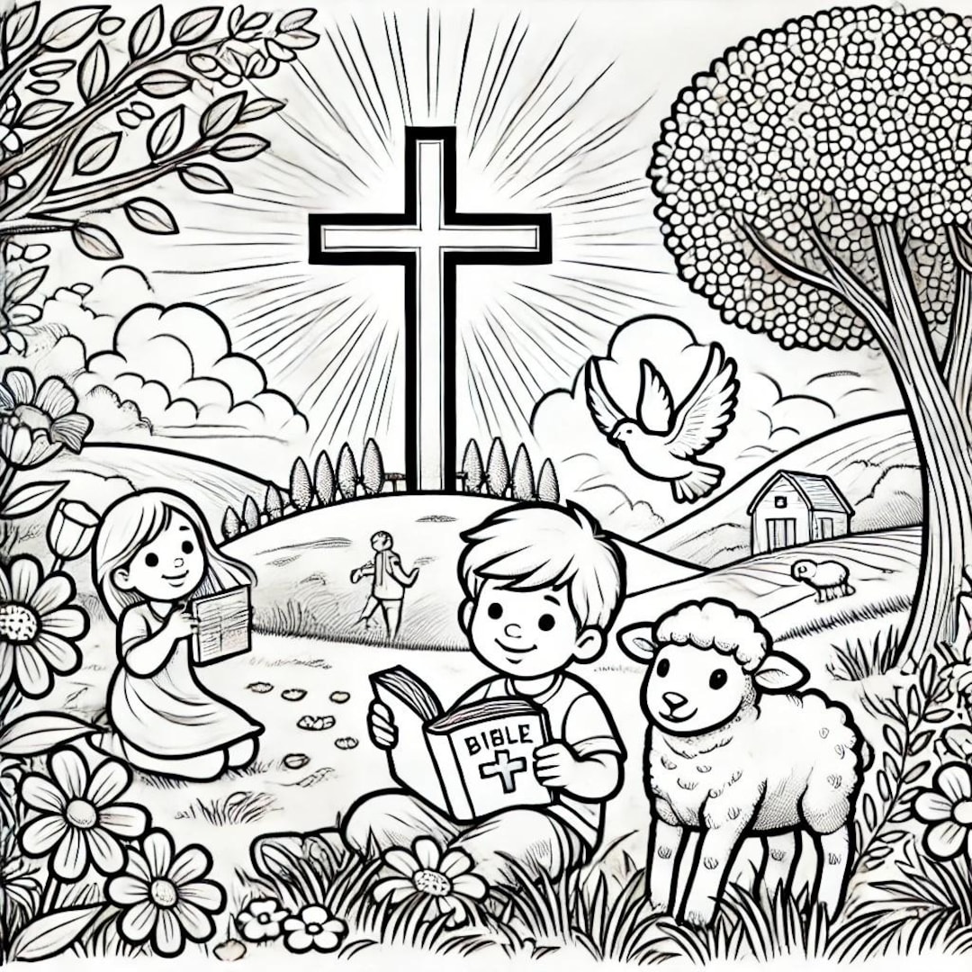 Jesus Christ Cross and Christ's Light - Christian Coloring Page for ...
