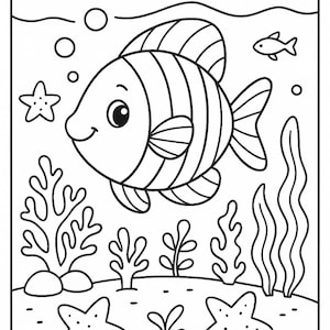 Under the Sea Coloring Page for Kids – Cute Ocean Printable With Fish ...