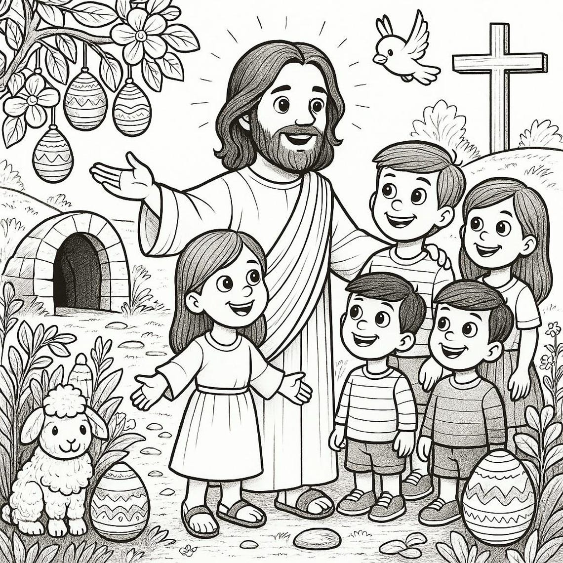 Easter Jesus Coloring Page – Christian Resurrection Bible Printable for ...