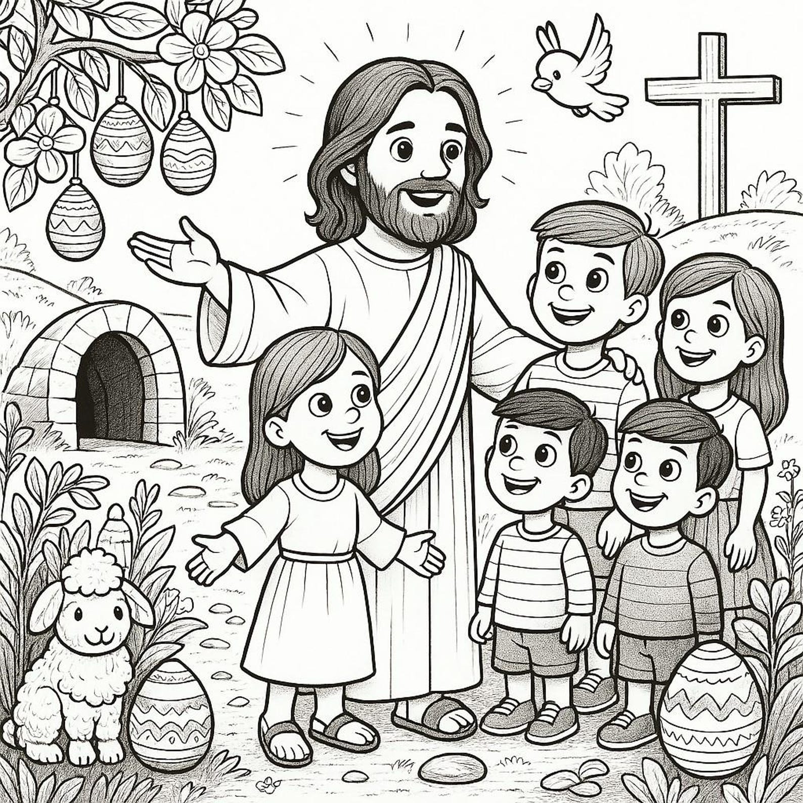 Easter Jesus Coloring Page – Christian Resurrection Bible Printable for ...