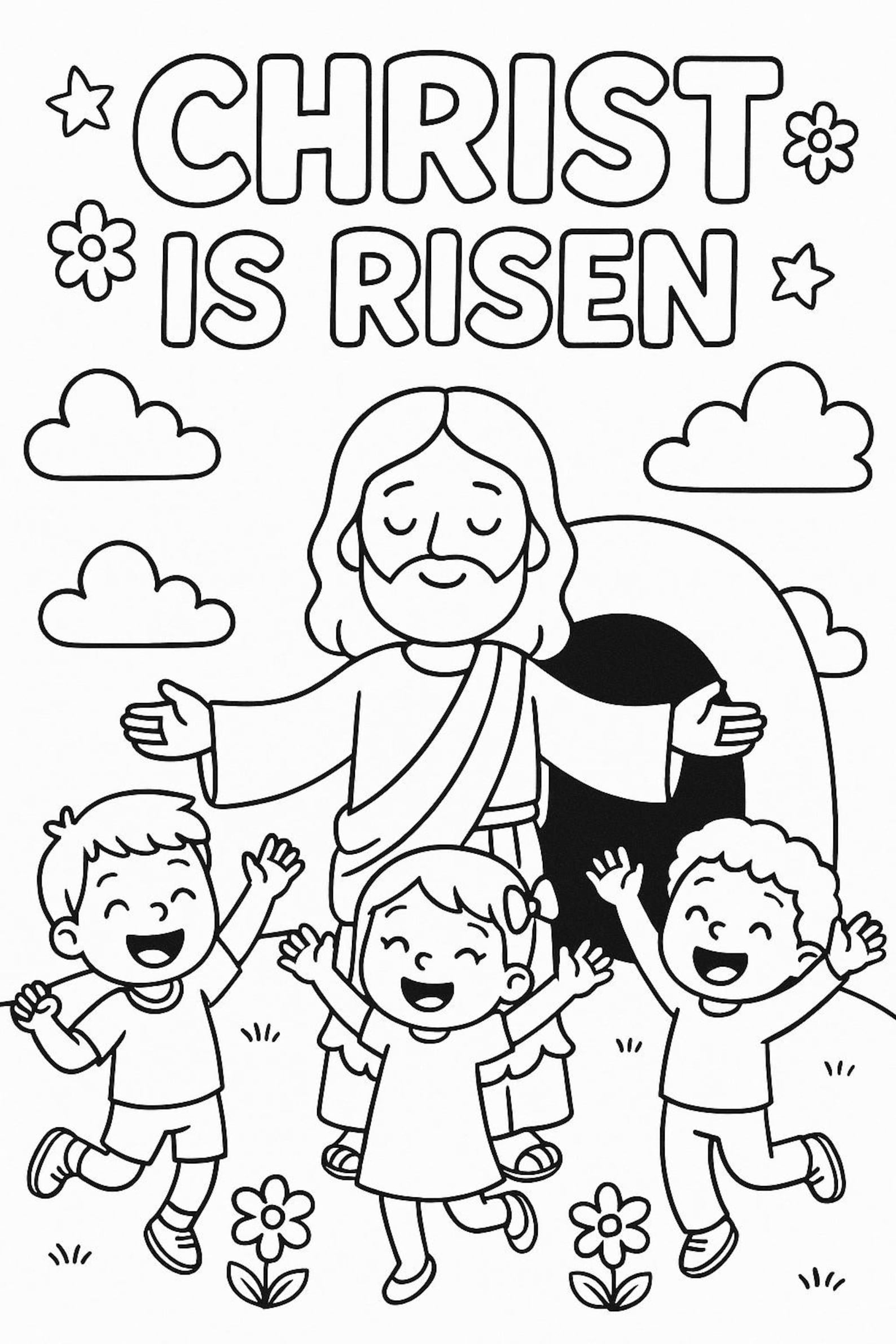 He is Risen Coloring Page – Christian Easter Sunday School Activity ...