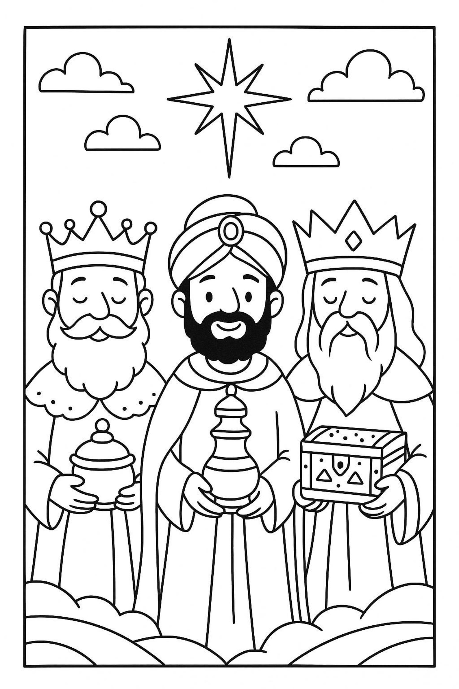 Three Wise Men Coloring Page | Christmas Nativity Bible Story ...