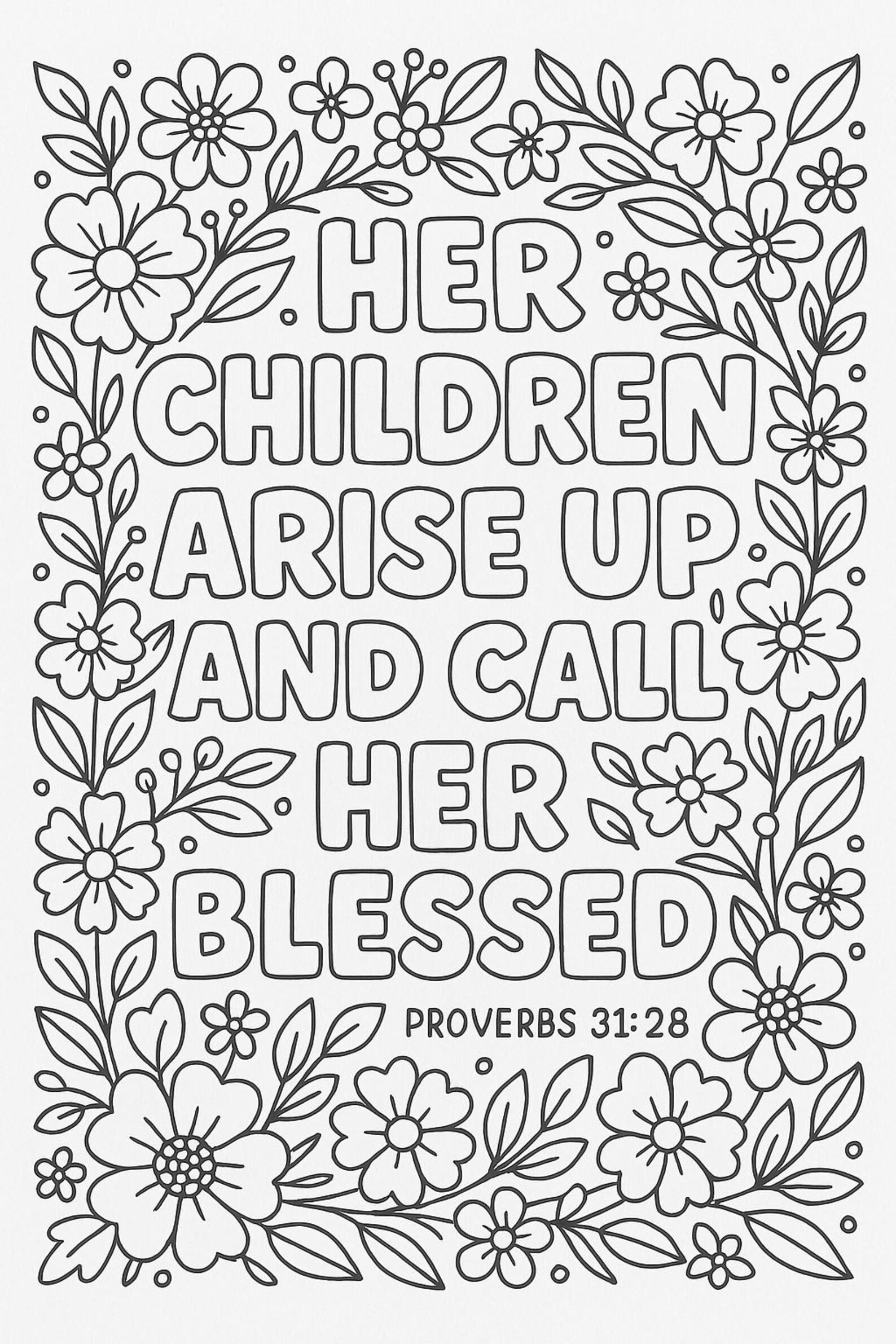 Mother's Day Coloring Page: Proverbs 31 Bible Verse (PDF, JPG, PNG) - Etsy