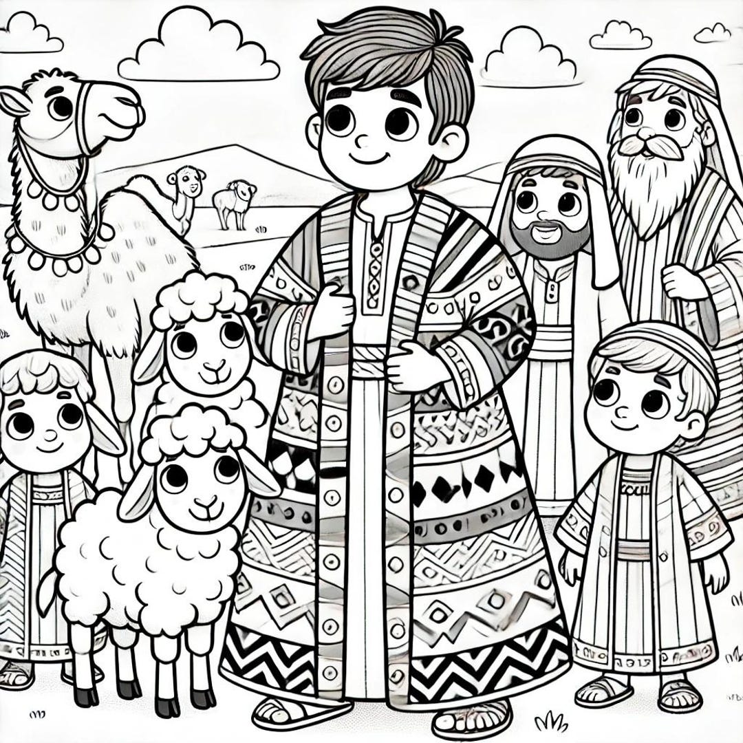Joseph and the Coat of Many Colors Coloring Page – Christian Bible ...