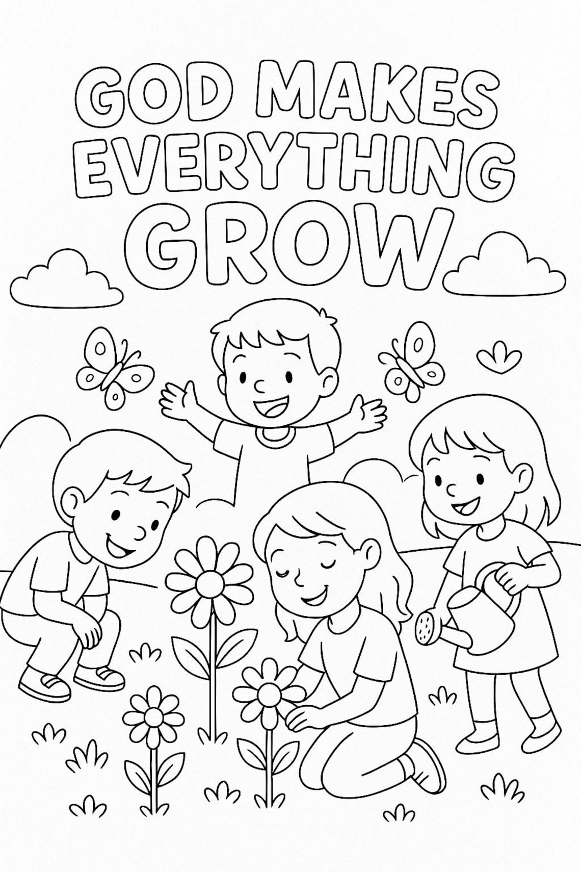 God Makes Everything Grow Coloring Page – Christian Bible Verse ...