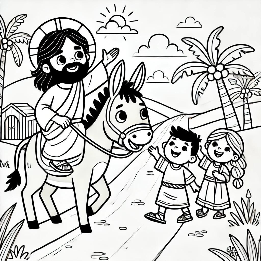 Jesus on Palm Sunday - Coloring Page for Kids - Printable Christian ...