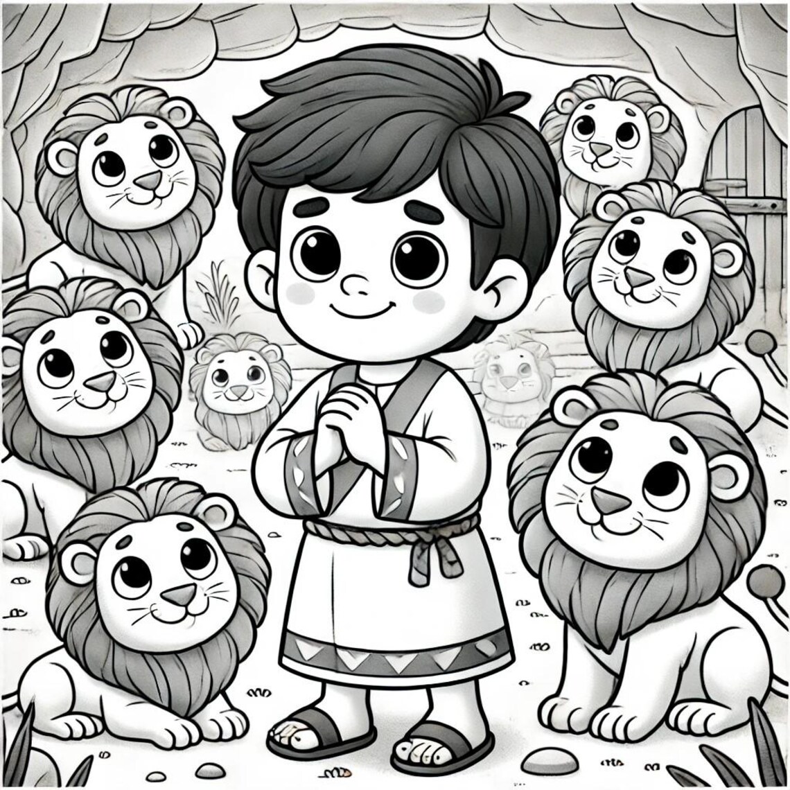 Daniel in the Lion’s Den Coloring Page – Christian Bible Story ...