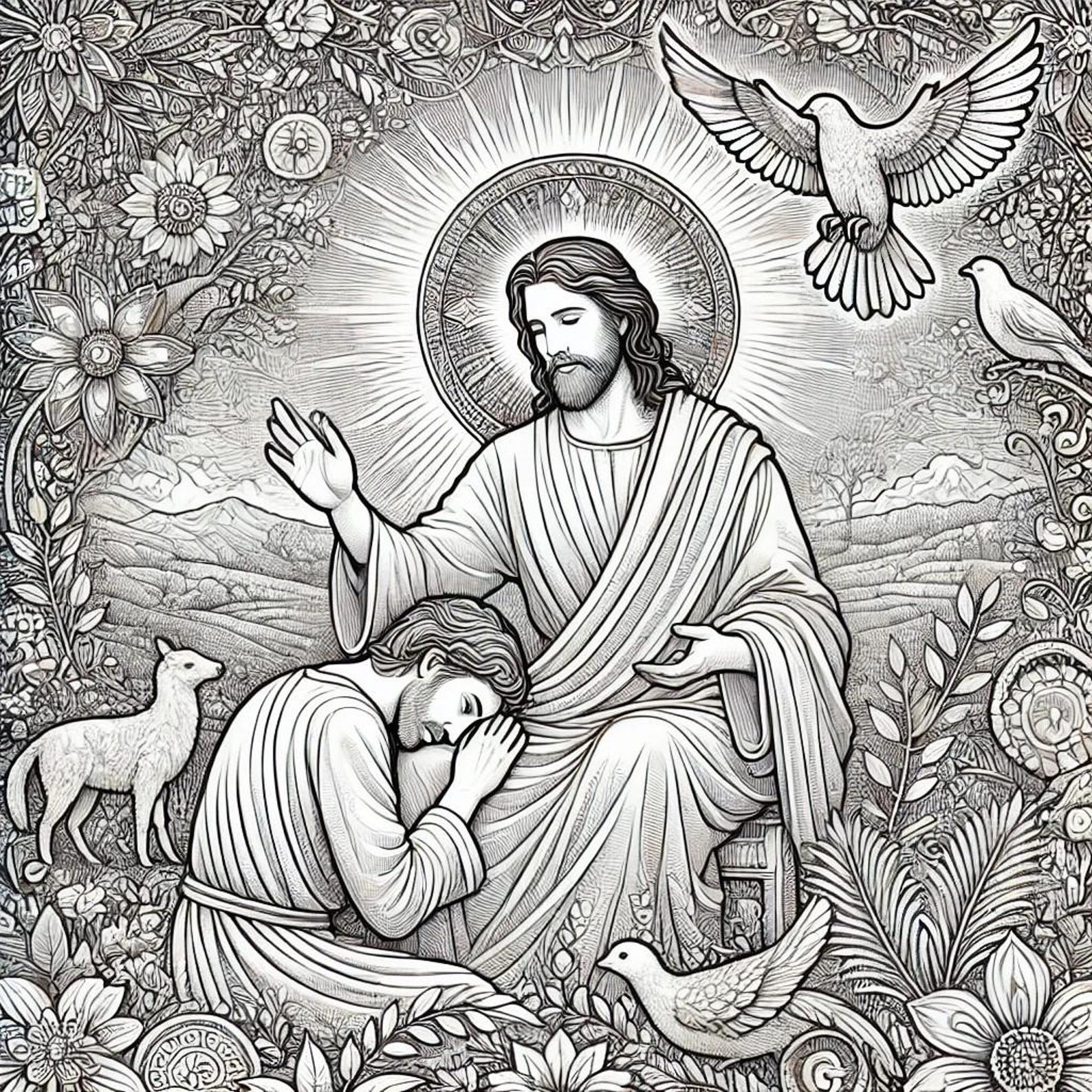 Christian Adult Coloring Page - Jesus Healing Coloring Page - Christian ...