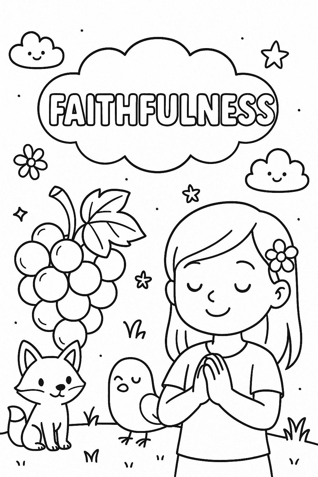 Faithfulness Coloring Page for Kids - Bible Verse Printable - Fruit of ...