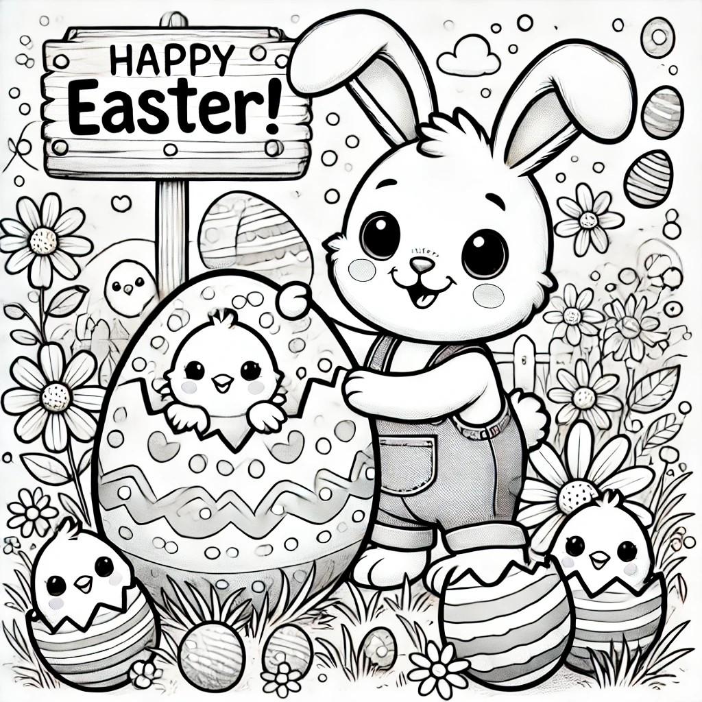 Easter Bunny Coloring Page: Spring Activity for Kids (PDF, JPG, PNG) - Etsy