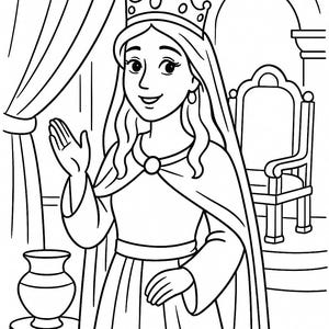 Queen Esther Coloring Page – Christian Bible Story Printable for Kids ...
