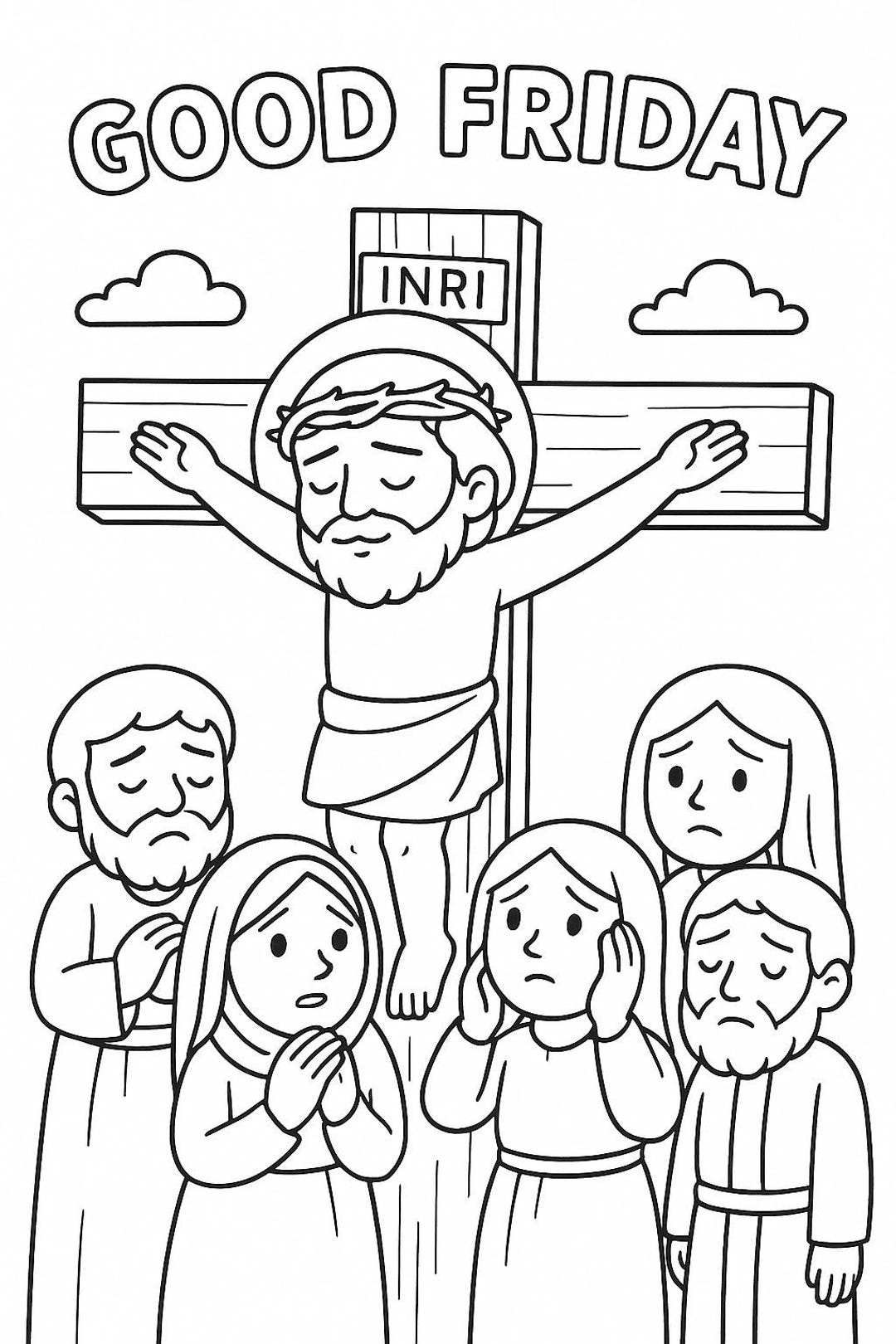 Good Friday Coloring Page for Kids | Christian Easter Sunday School ...
