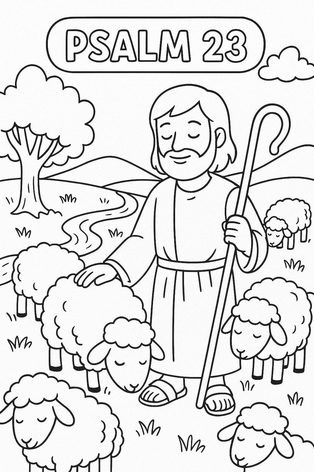 Good Shepherd Coloring Page – Jesus With Sheep Christian Bible ...