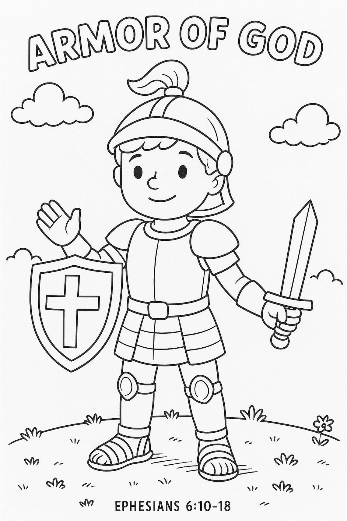 Armor of God Printable - Coloring Page for Kids – Ephesians 6 Bible ...