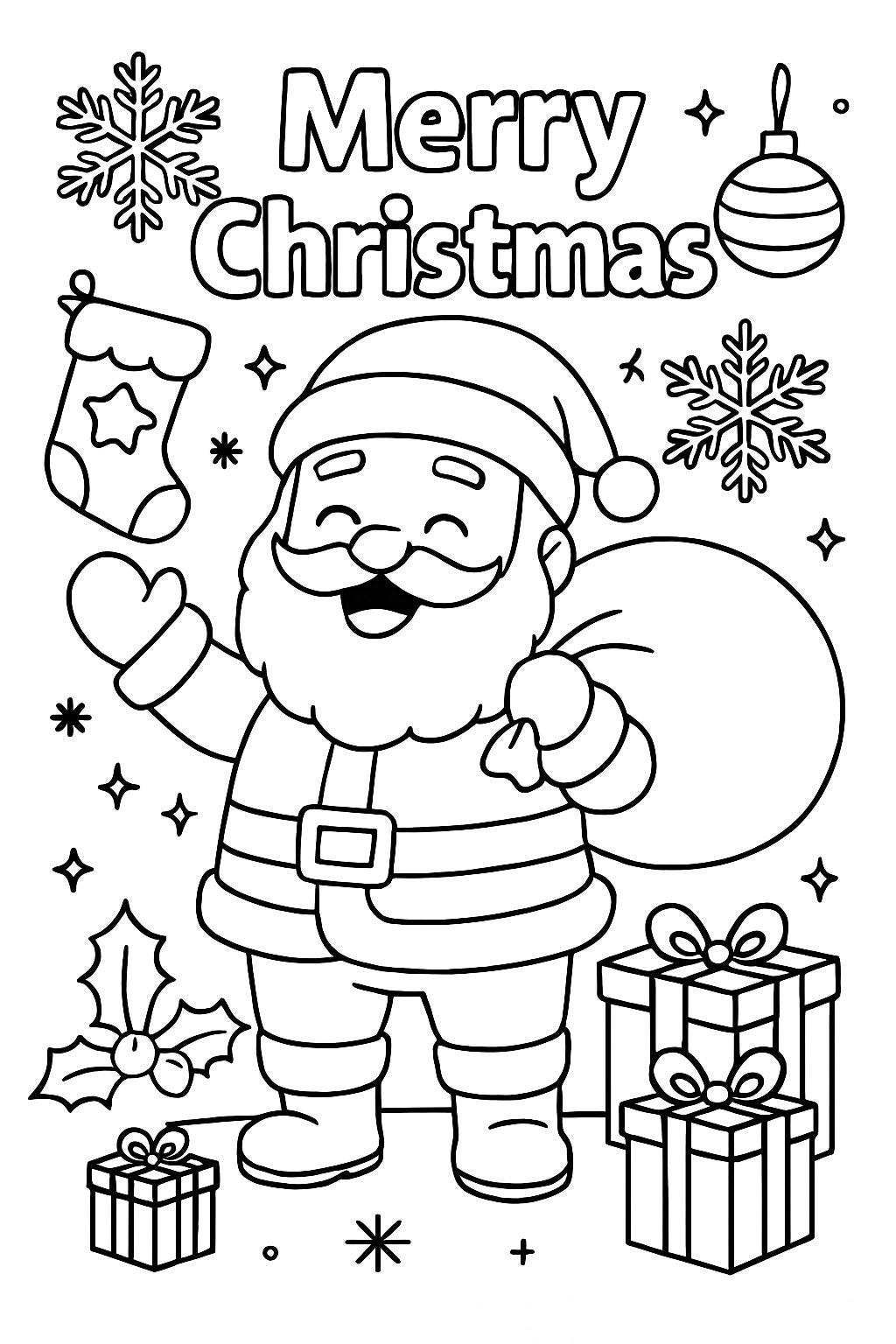 Santa Claus Christmas Coloring Page: Fun Holiday Activity (instant ...