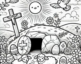 Jesus Resurrection Easter Coloring Page | Printable Christian Coloring ...