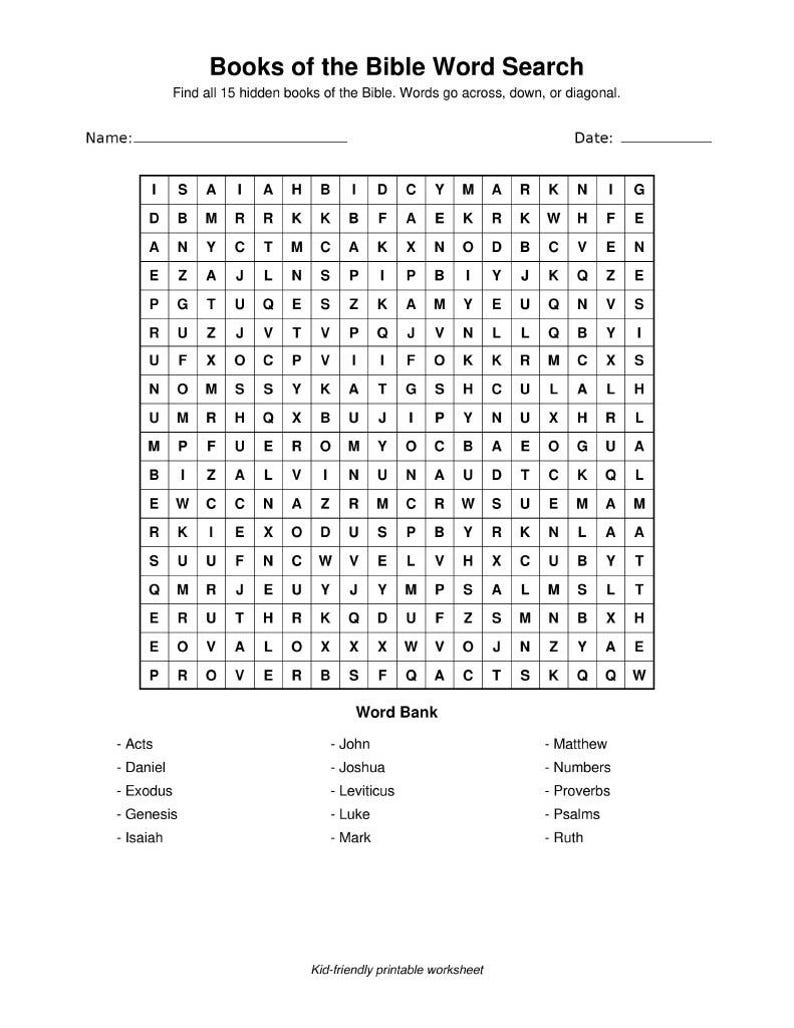 Books of the Bible Word Search Printable | Christian Homeschool ...
