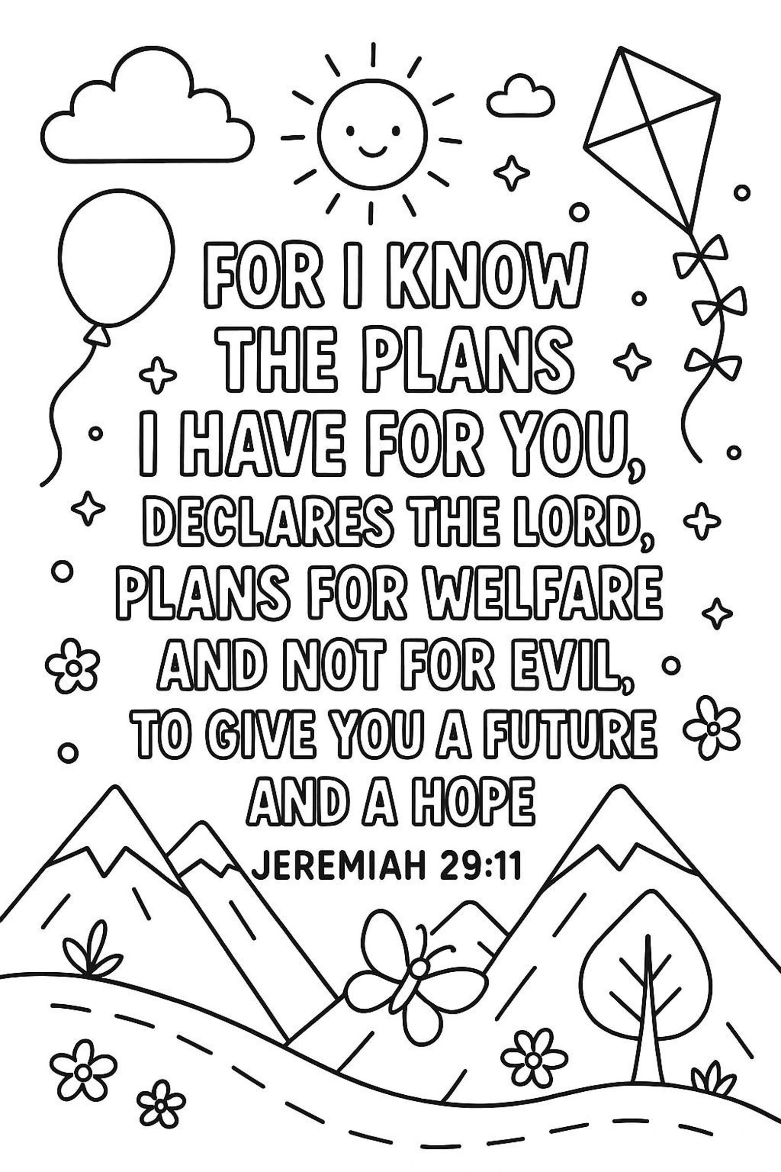 Jeremiah 29:11 Bible Verse Coloring Page | Christian Kids Printable ...