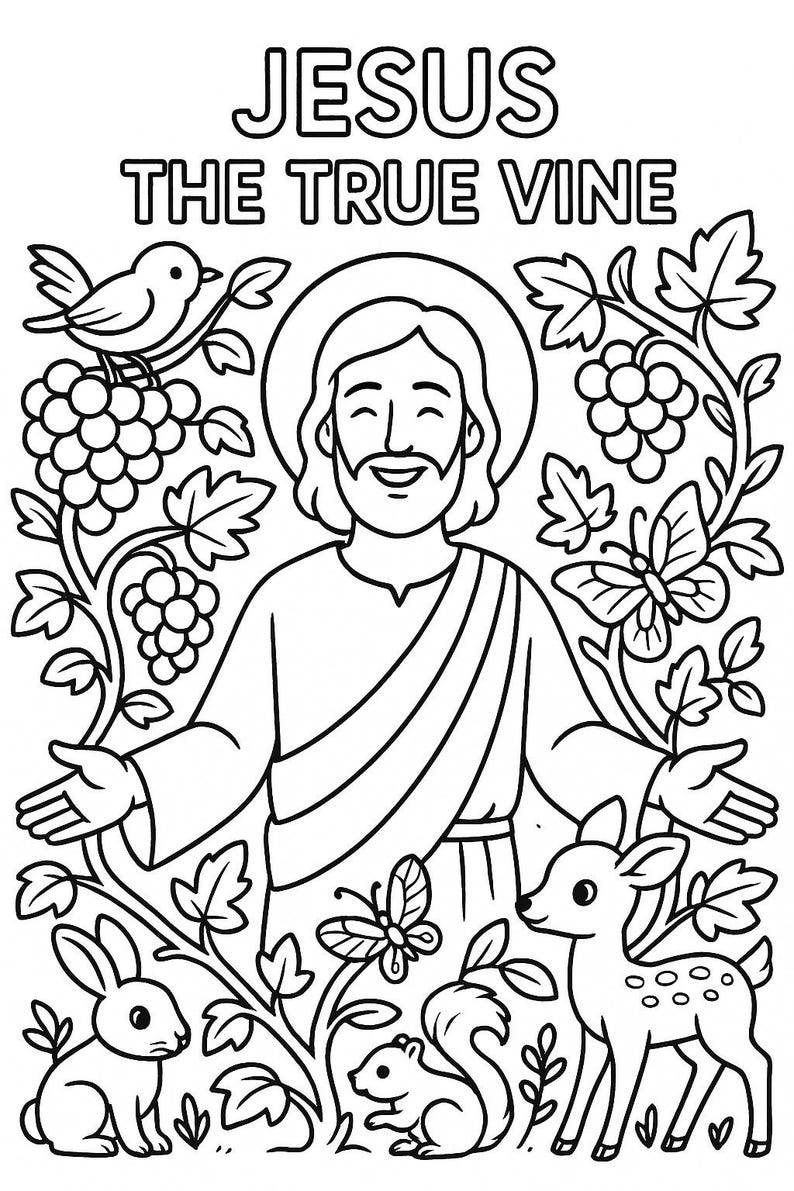 Jesus the True Vine Coloring Page for Kids – Christian Printable Bible ...