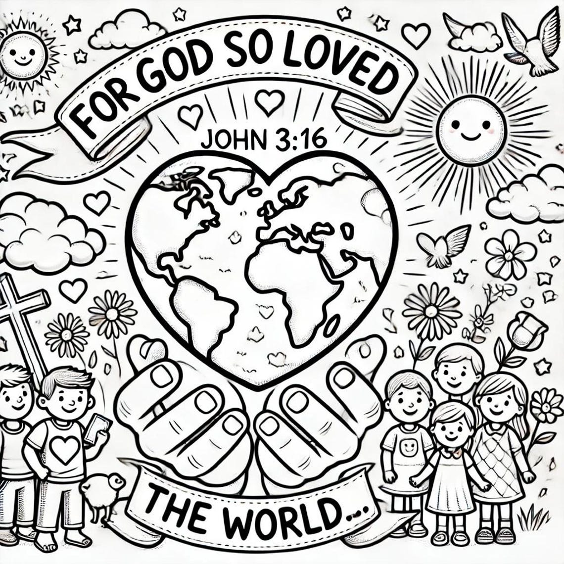 John 3:16 Bible Verse Coloring Page for Kids – Printable Christian ...