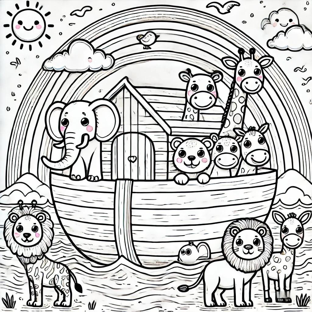 Noah’s Ark Coloring Page – Christian Bible Story Printable for Kids ...