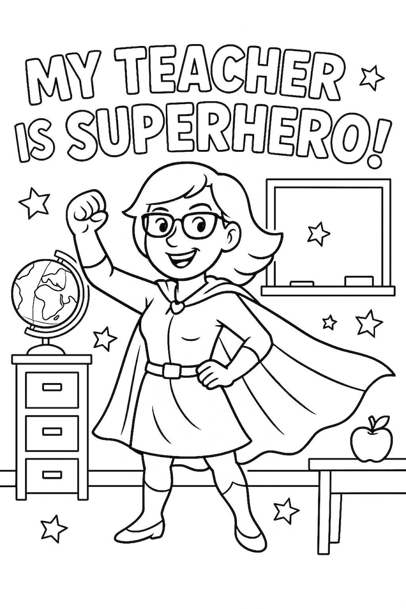 Superhero Teacher Coloring Page for Kids – Printable Teacher ...