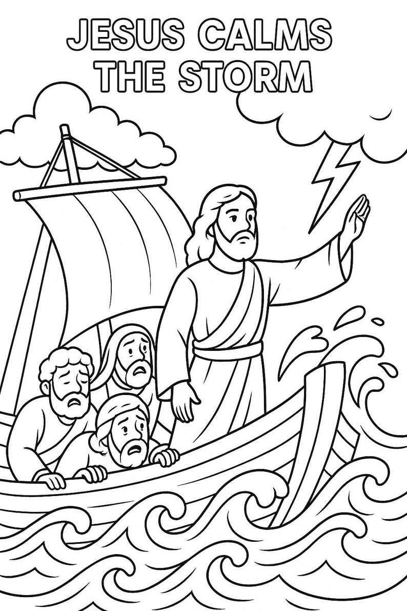 Jesus Calms the Storm Coloring Page – Christian Bible Story Printable ...