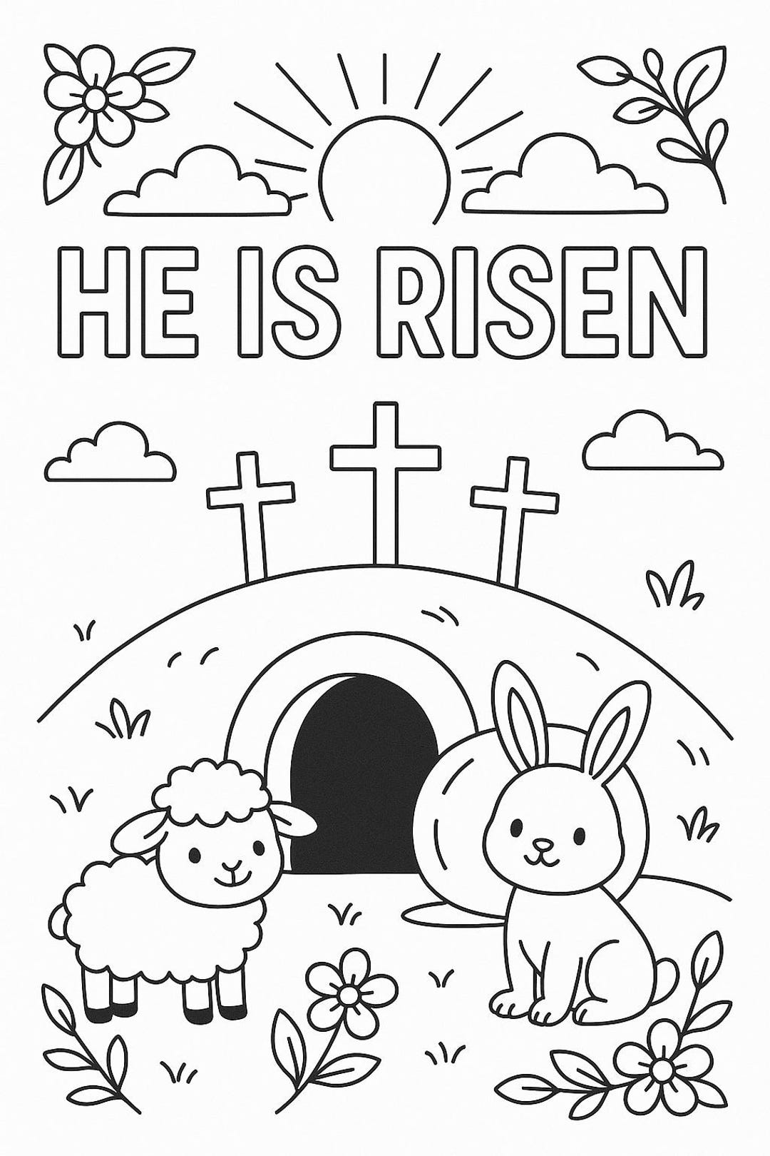 He is Risen Easter Coloring Page – Christian Resurrection Bible ...