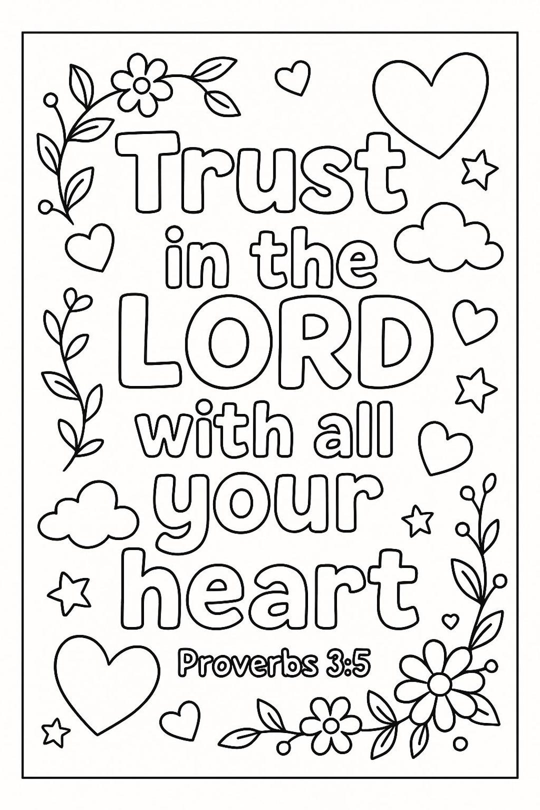 Bible Verse Coloring Page for Kids | Proverbs 3:5 Trust in the Lord ...