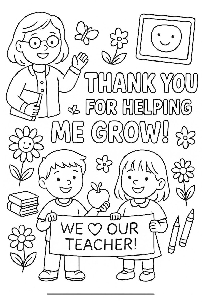 Teacher Appreciation Coloring Page: Thank You Gift (PDF, JPG, PNG) - Etsy