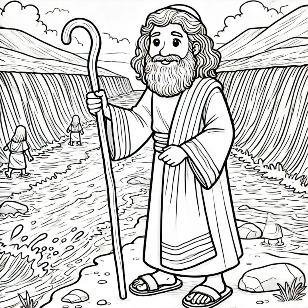 Moses and the Red Sea Coloring Page – Christian Bible Story Printable ...