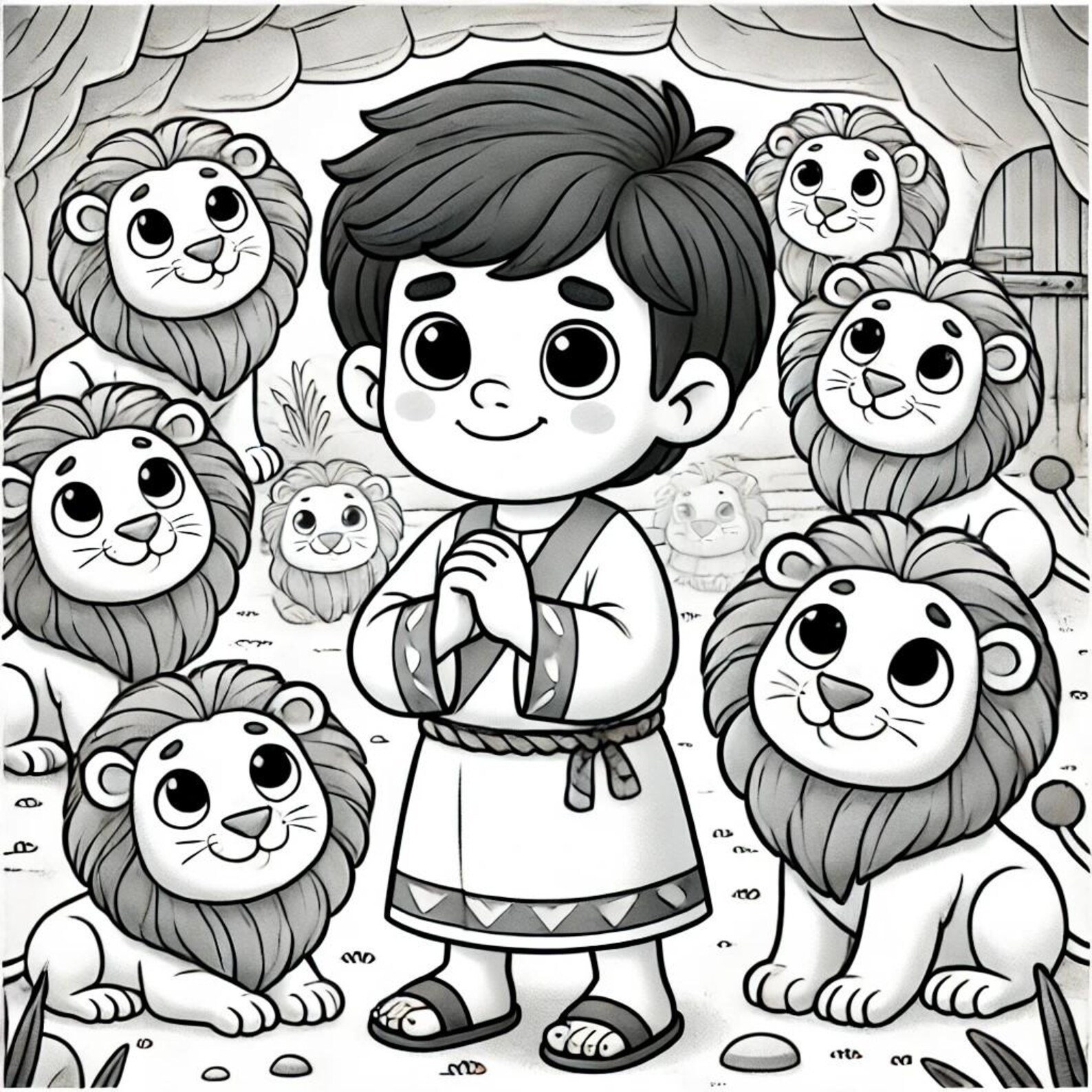 Daniel in the Lion’s Den Coloring Page – Christian Bible Story ...