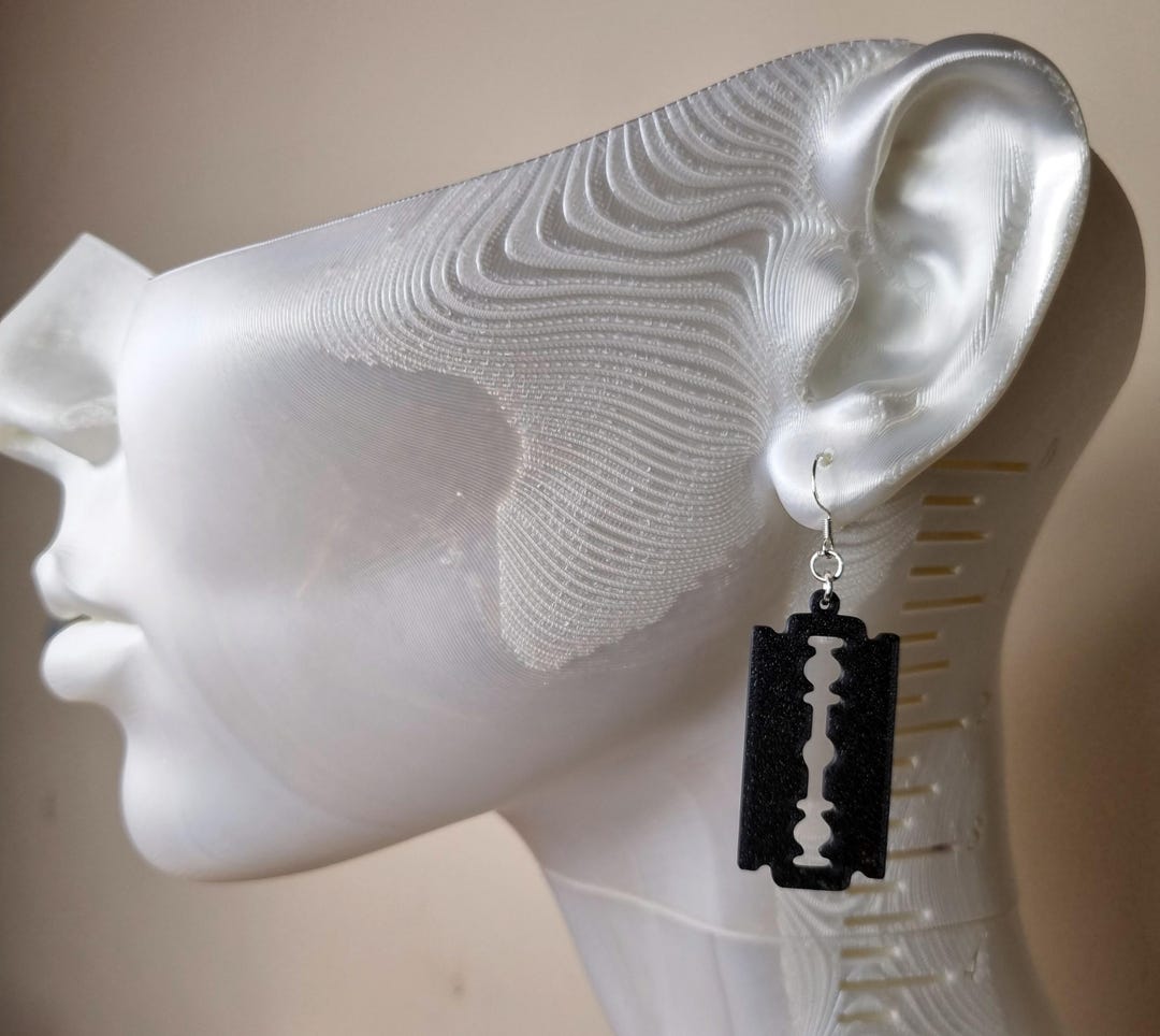Razor Blade Earrings 3D Printed Hippy Eco-friendly Home-made Unique ...