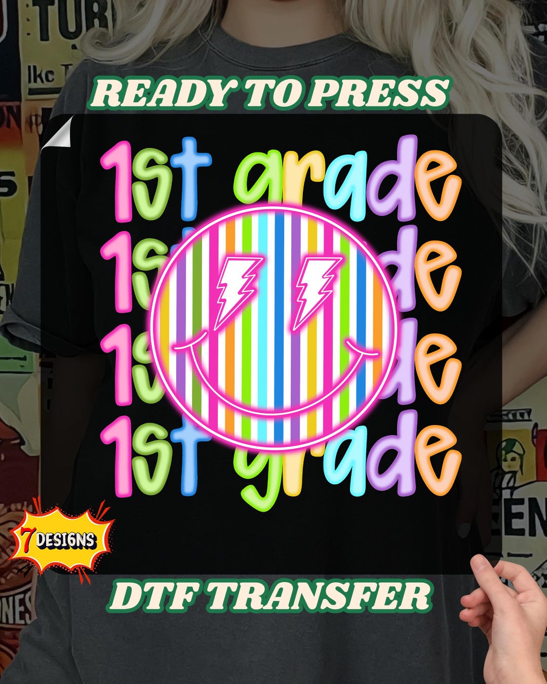 Retro Smiley Face Back to School DTF, First Day of School Heat Press ...
