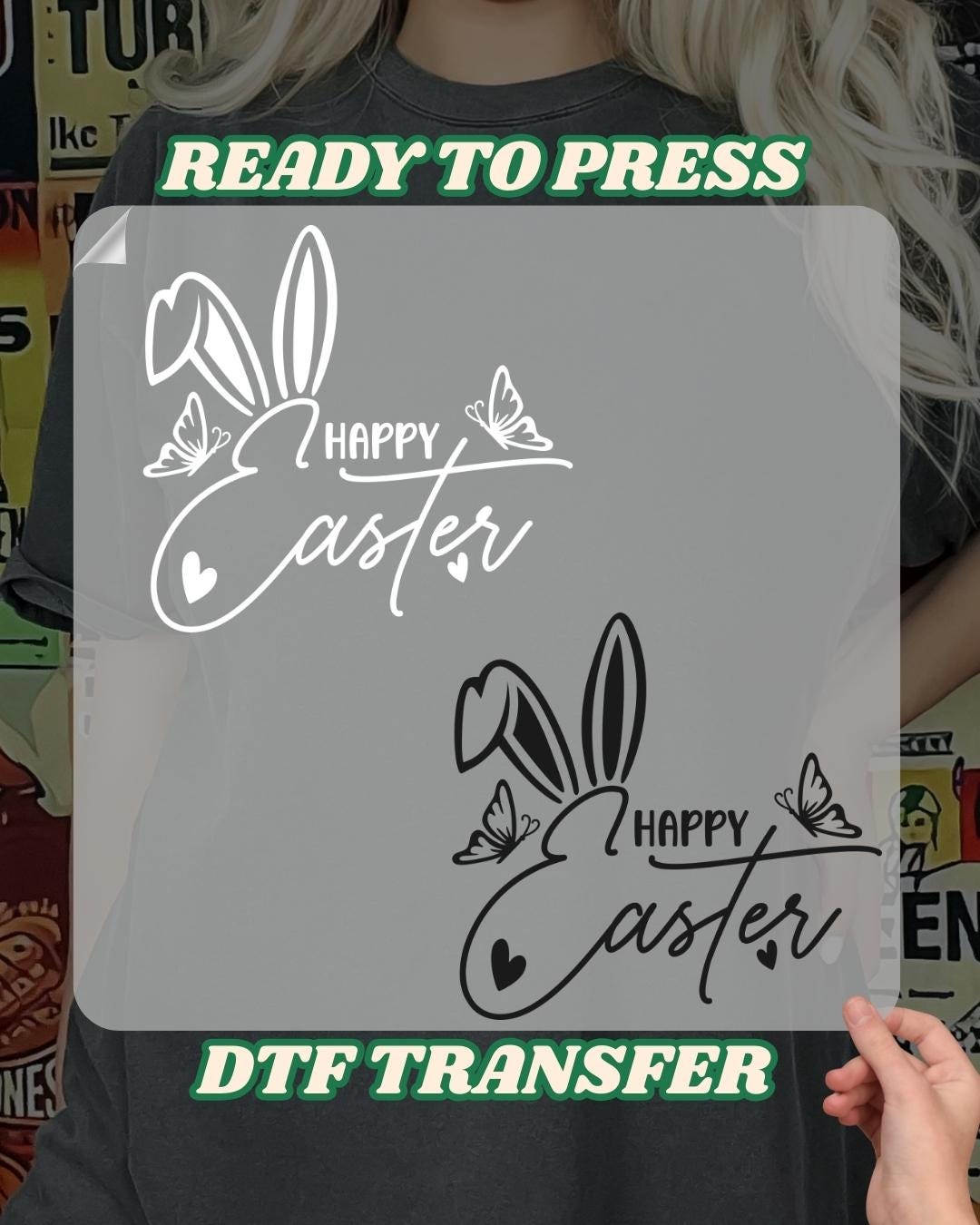 Happy Easter Bunny DTF, Ready to Press DTF Transfer, Butterfly Easter ...