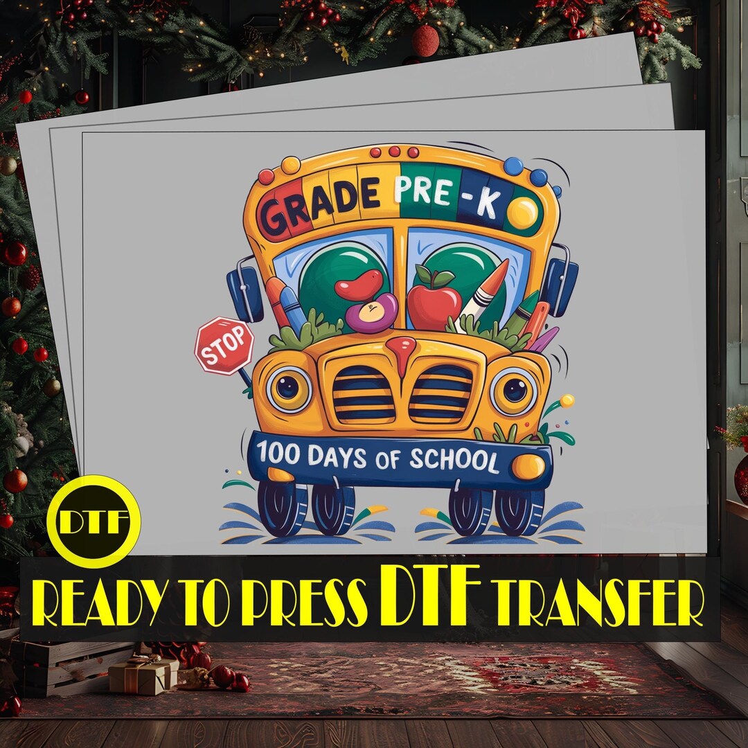 Grade Pre-k School Bus DTF, Funny Yellow School Bus, Back to School ...