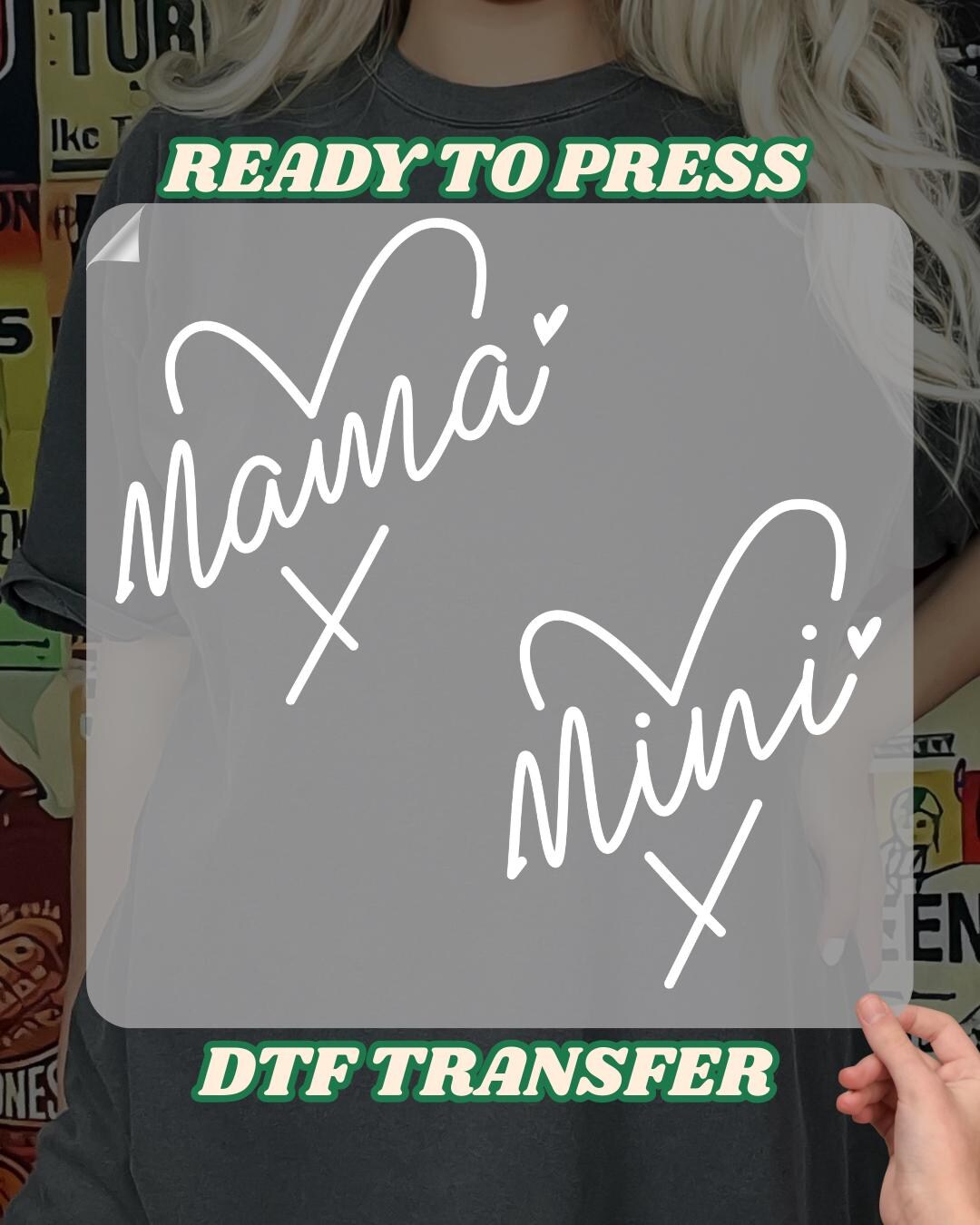 Mama and Mini Graphic Heart Dtf, Family Matching Mothers Day, Ready to ...