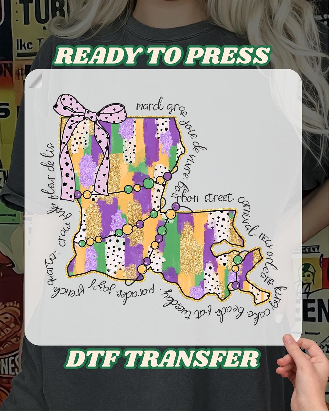 Leopard Print LA State Map Dtf Print, Mardi Gras Ready to Press, Joie ...