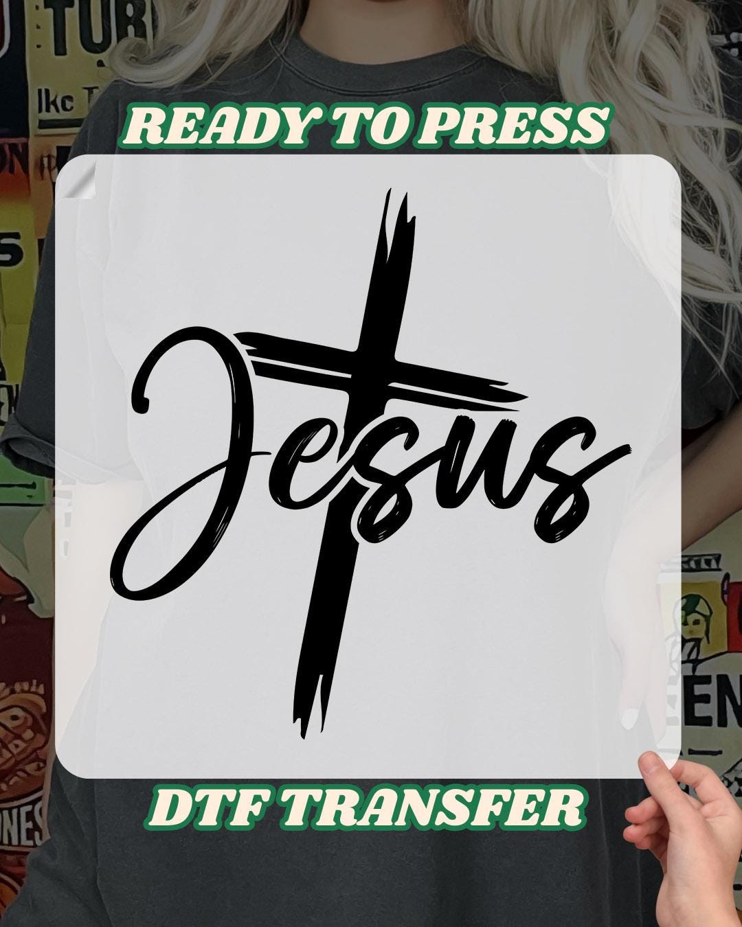 Jesus Cross DTF Transfer, Christian Faith Heat Press, God is Good ...