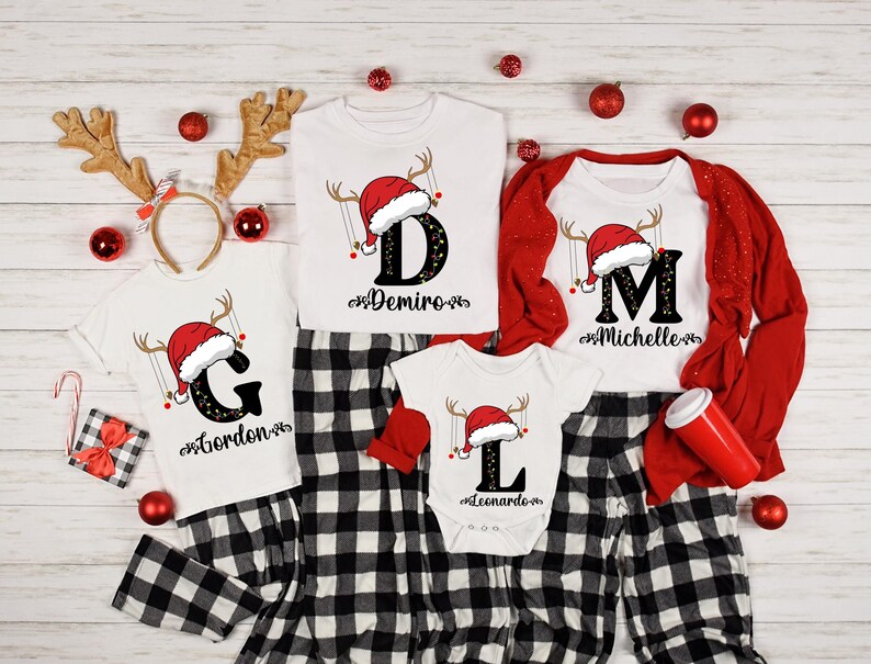 Family Christmas Name Ready to Press, Custom Monogrammed Group Heat ...