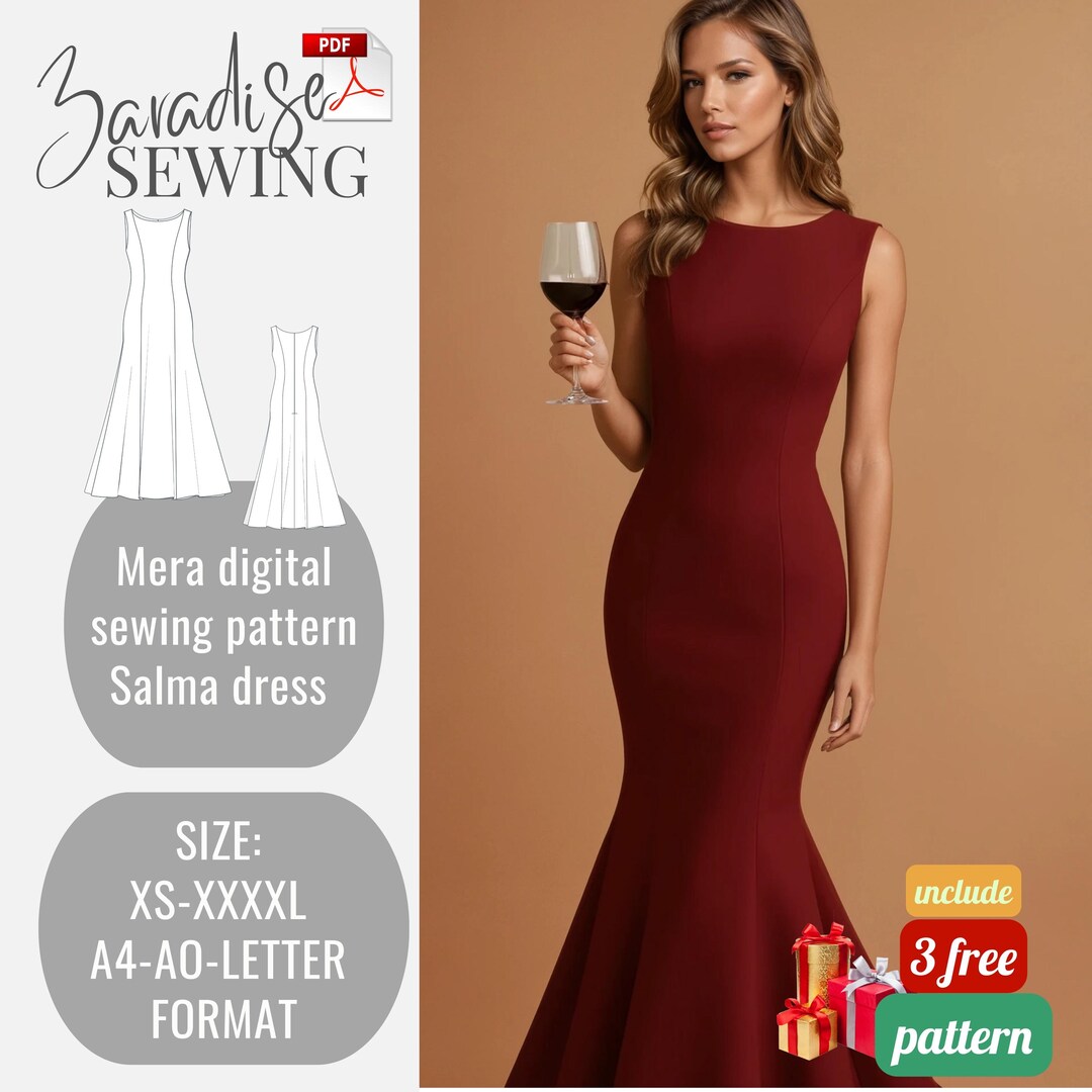 53. Mera Digital Sewing Pattern Dress|gored Dress Pattern|flared Dress ...