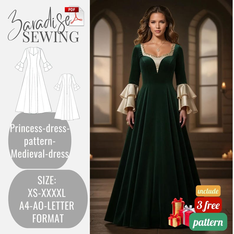 54.prenses Emerald Green Velvet Gown | Renaissance Medieval Style Maxi ...