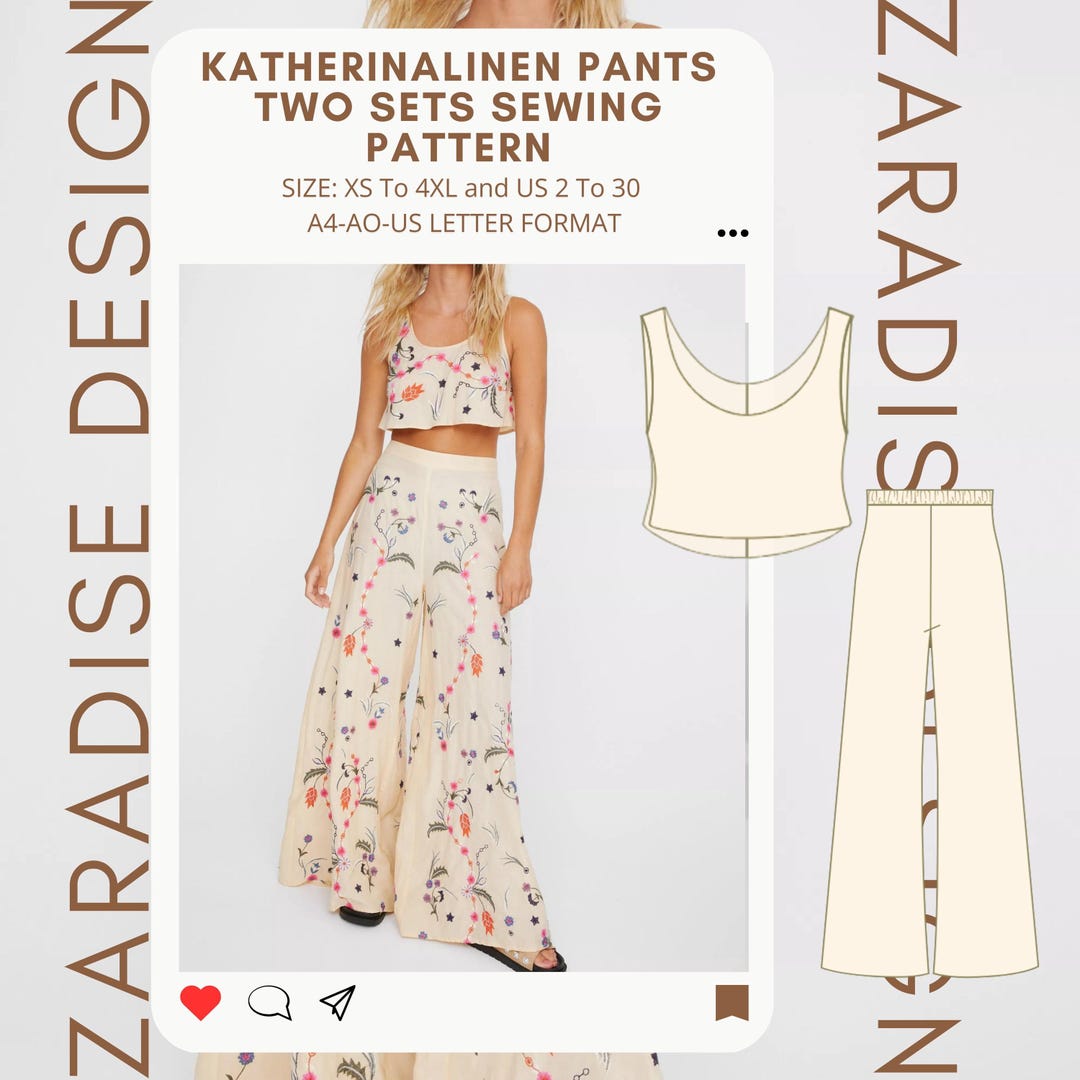 Katherina Set Linen Sewing Pattern, Linen Pants, Linen Crop-pants Bali ...