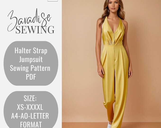 Palazzo Full Jumpsuit Sewing Pattern, PDF Sewing Pattern Instant ...